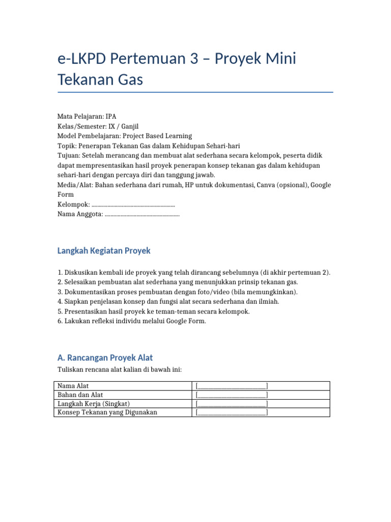 LKPD Pertemuan 3 Proyek Mini | PDF