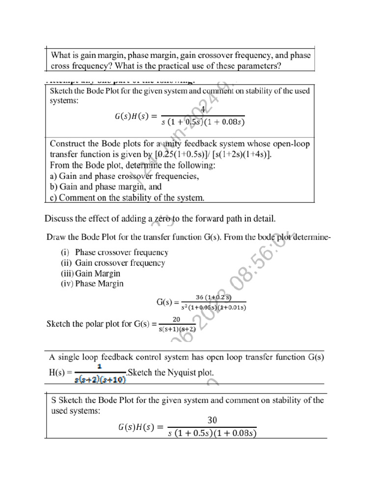 Control System UNIT 5 Pyq Practice Material | PDF