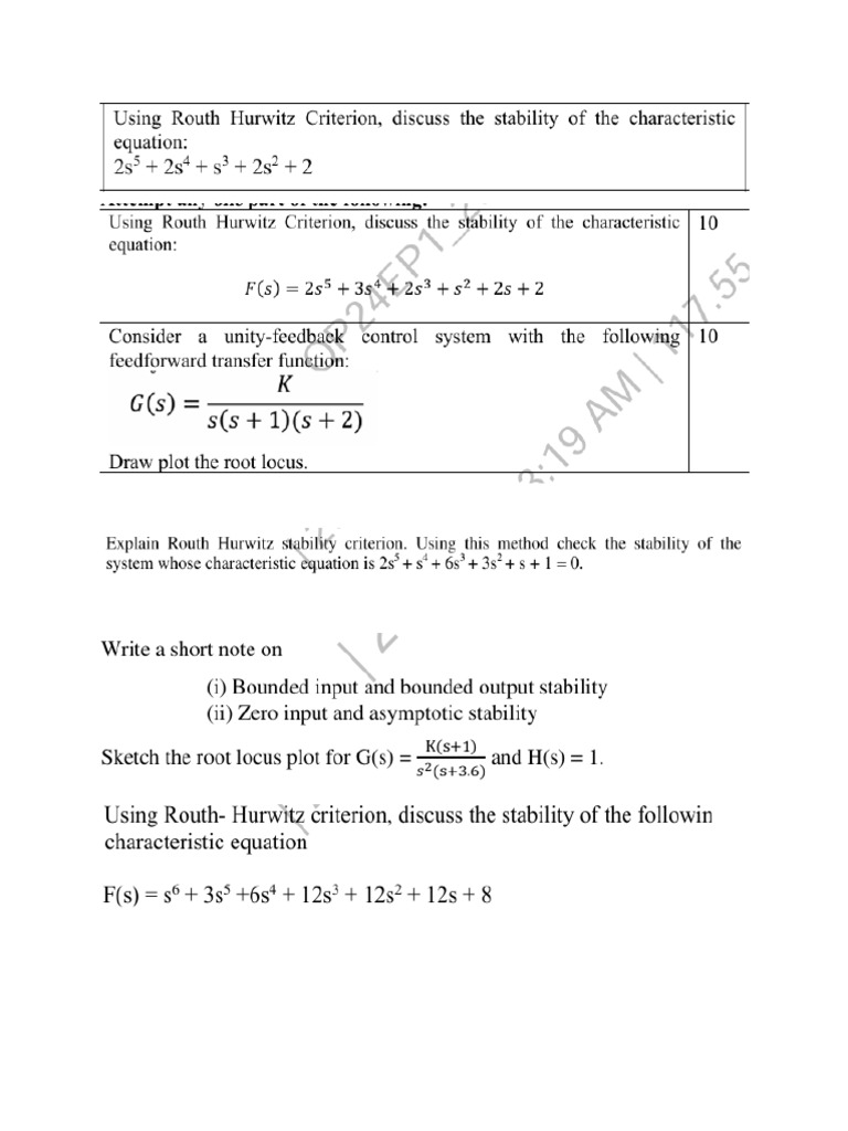 Control System Nit 4 7 Marks Practice Questions Collection | PDF