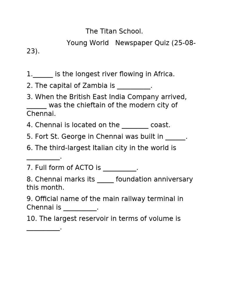 Young World Quiz | PDF