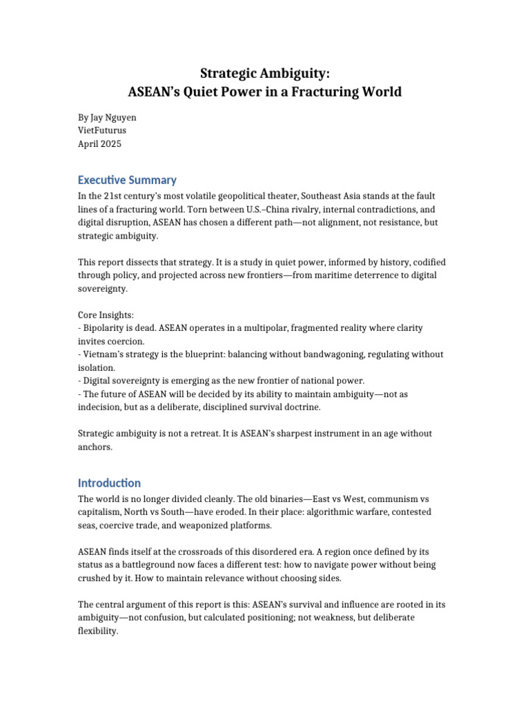 Strategic Ambiguity Report JayNguyen COMPLETE | PDF | Global Politics ...