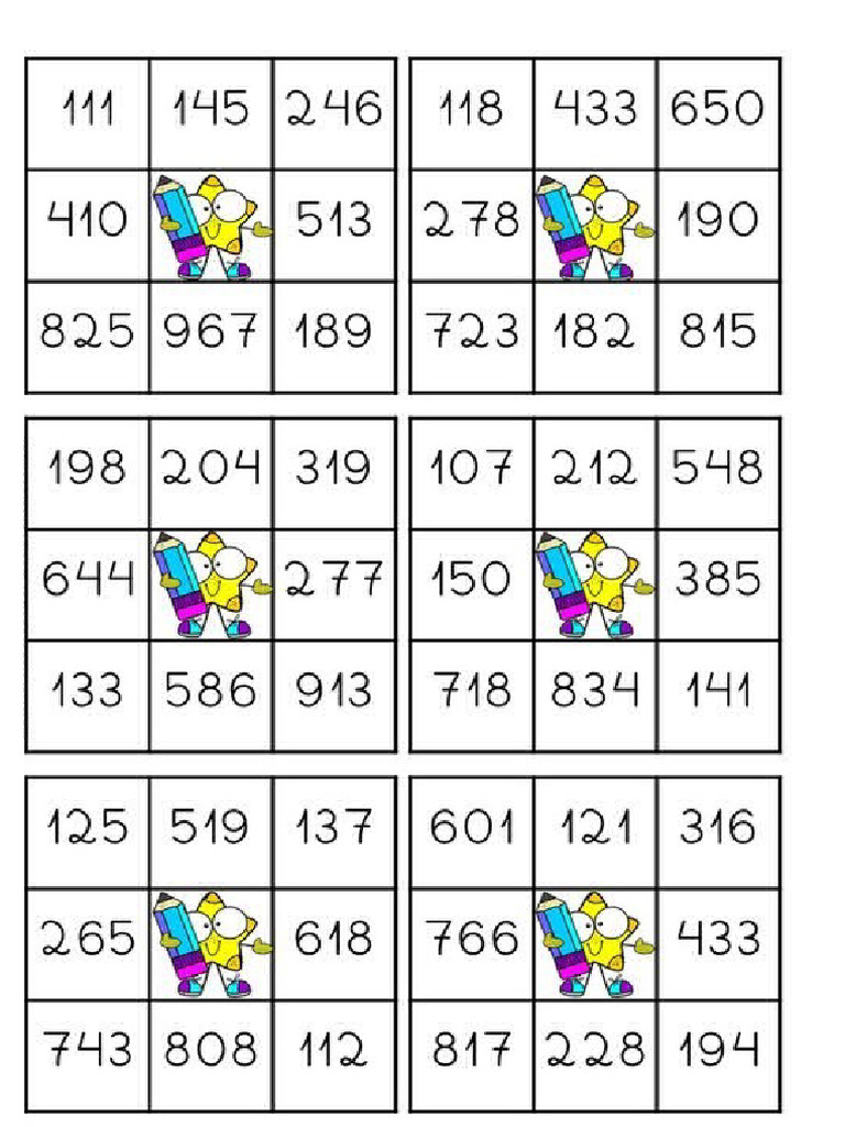Bingo Dos Numeros 100 Ate 500 | PDF