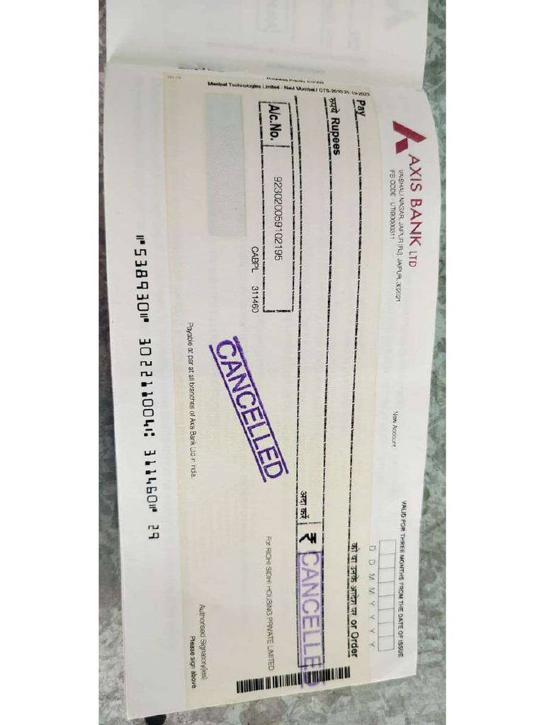 Cancelled Cheque | PDF