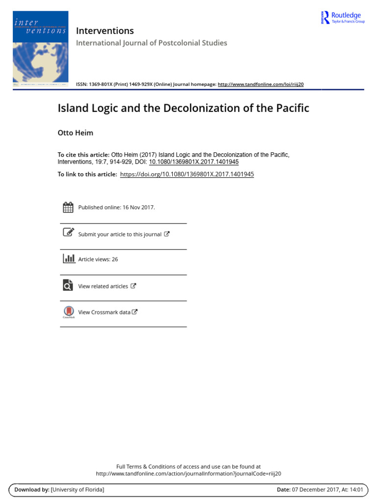 Heim, Otto - Island Logic and The Decolonization of The Pacific | PDF ...