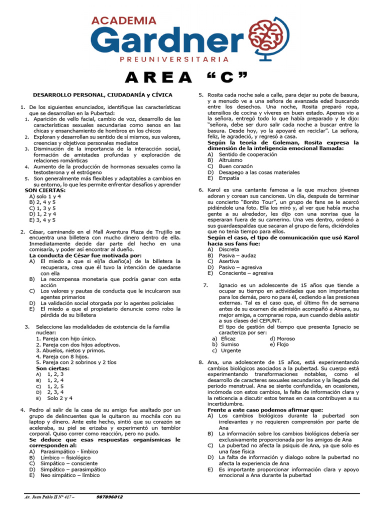 SIMULACRO 3 - AREA C - IMPRIMIR Ok | PDF