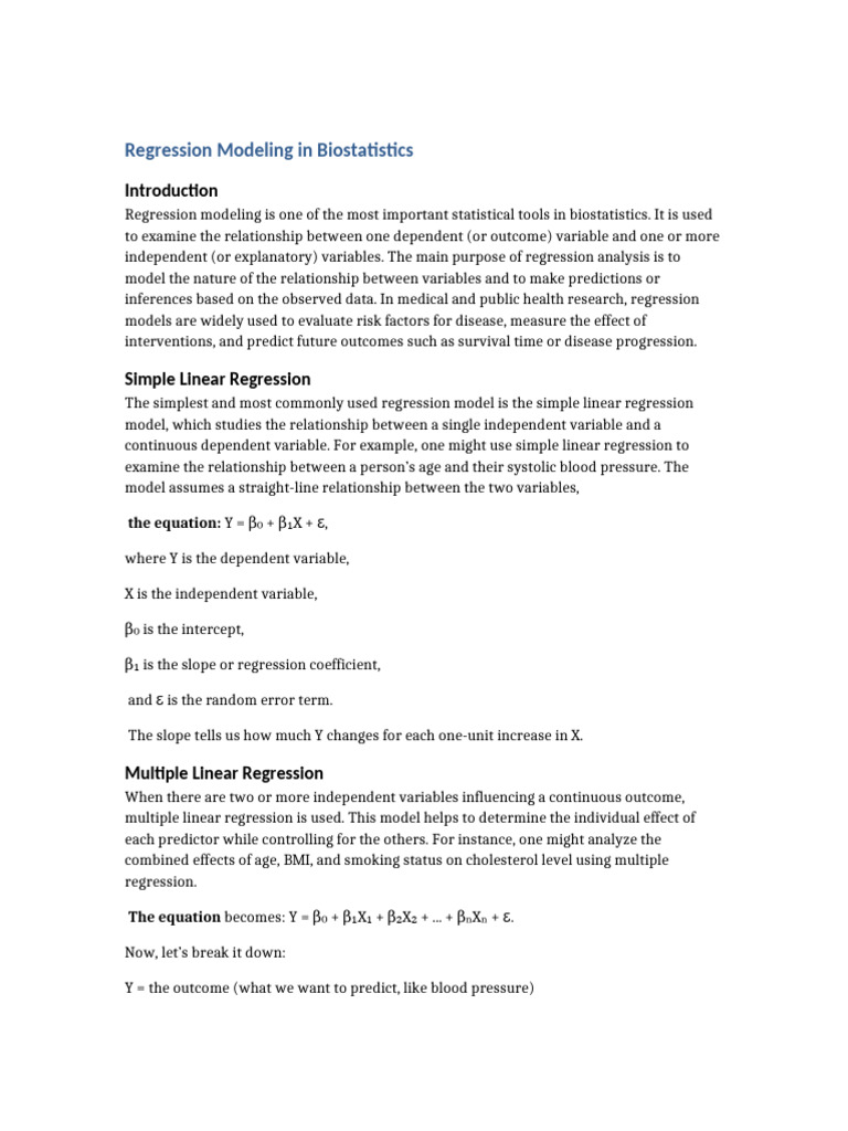 Regression Modeling In Biostatistics Pdf Linear Regression Regression Analysis