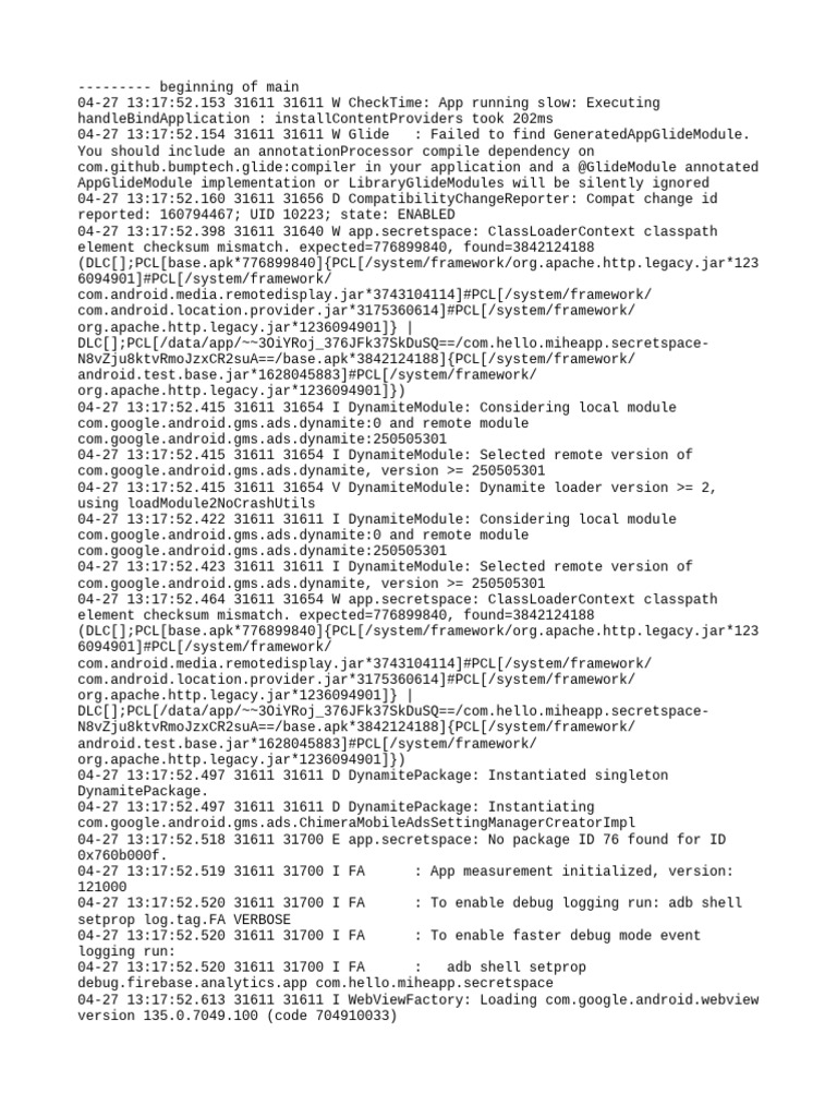 Com - Hello.miheapp - Secretspace Logcat | PDF | Android (Operating System) | Java (Programming ...