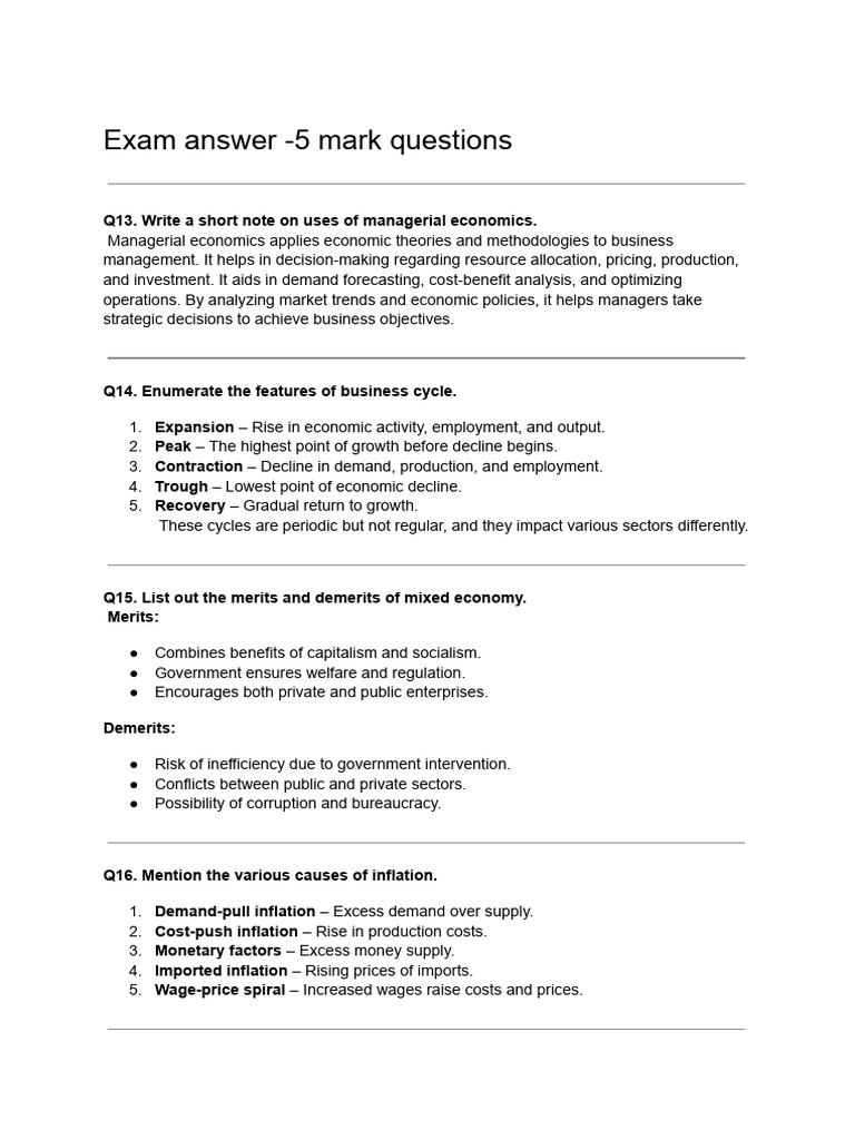 Managerial Economics 5 Mark Question and Answer | PDF | Economics | Elasticity (Economics)