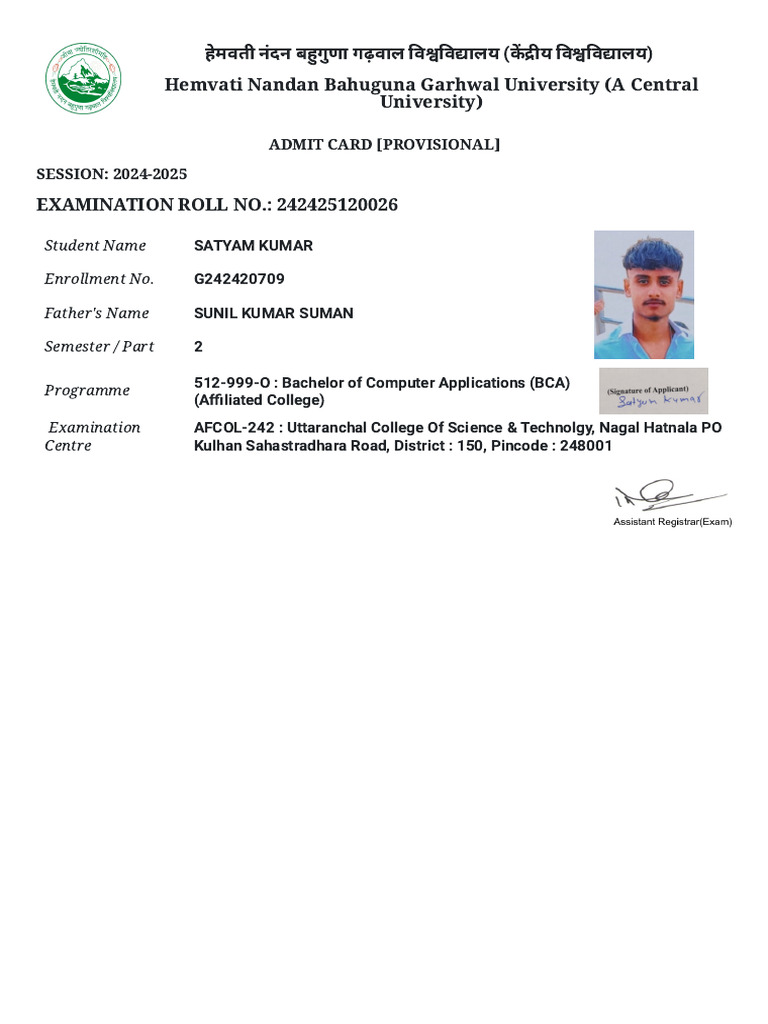 Hnbgu - Samarth.edu - in Index - PHP Examstudent Hall-Admit-card View Id 27948 | PDF | Computing ...