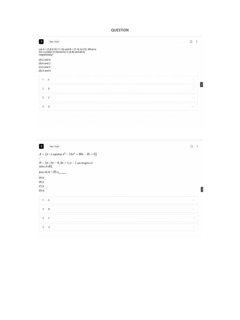 Set Theory DPP 03 (Of Lec 06) MCQ Quiz Question | PDF