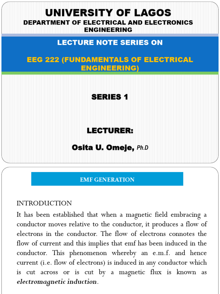 4.0 Eeg 222 Lecture Note Series 1 | PDF | Electromagnetic Induction | Inductor