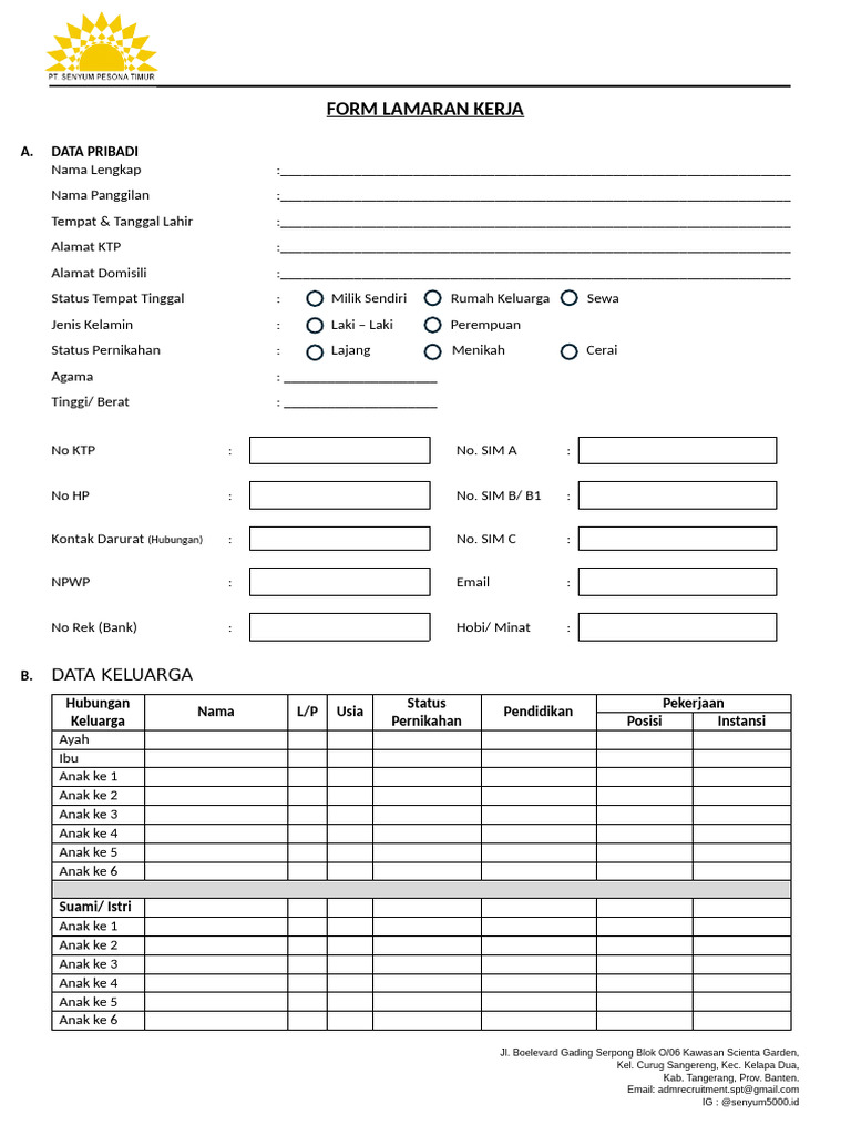 Form Lamaran Kerja | PDF