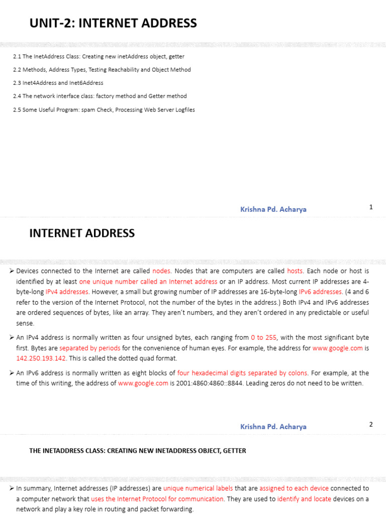 Unit-2 Internet Address | PDF | I Pv6 | Ip Address