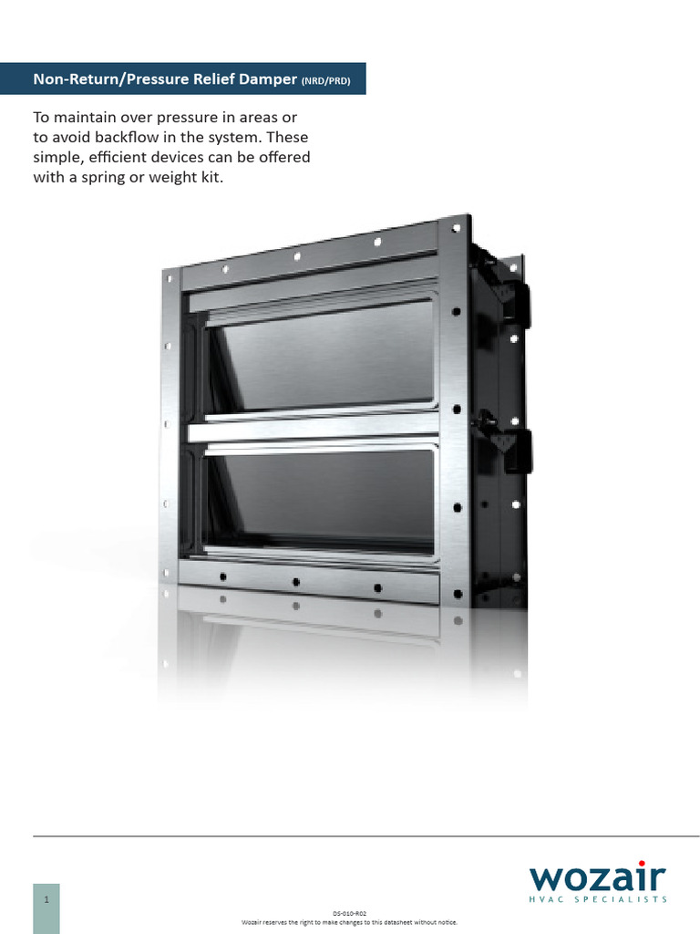 Non-Return/Pressure Relief Dampers | PDF | Duct (Flow) | Mechanical ...