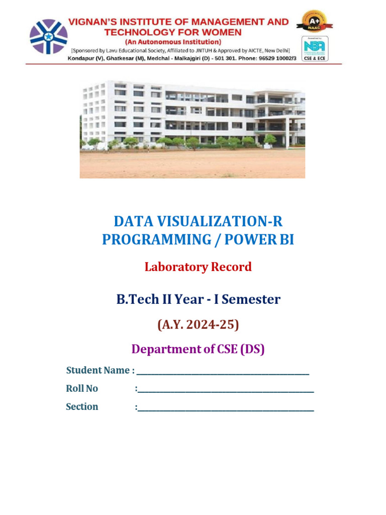 Power BI Lab Manual for B.Tech CSE | PDF | Engineering | Artificial ...