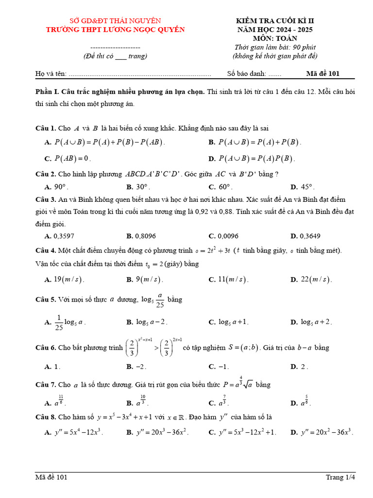 de-cuoi-ki-2-toan-11-nam-2024-2025-truong-thpt-luong-ngoc-quyen-thai-nguyen | PDF