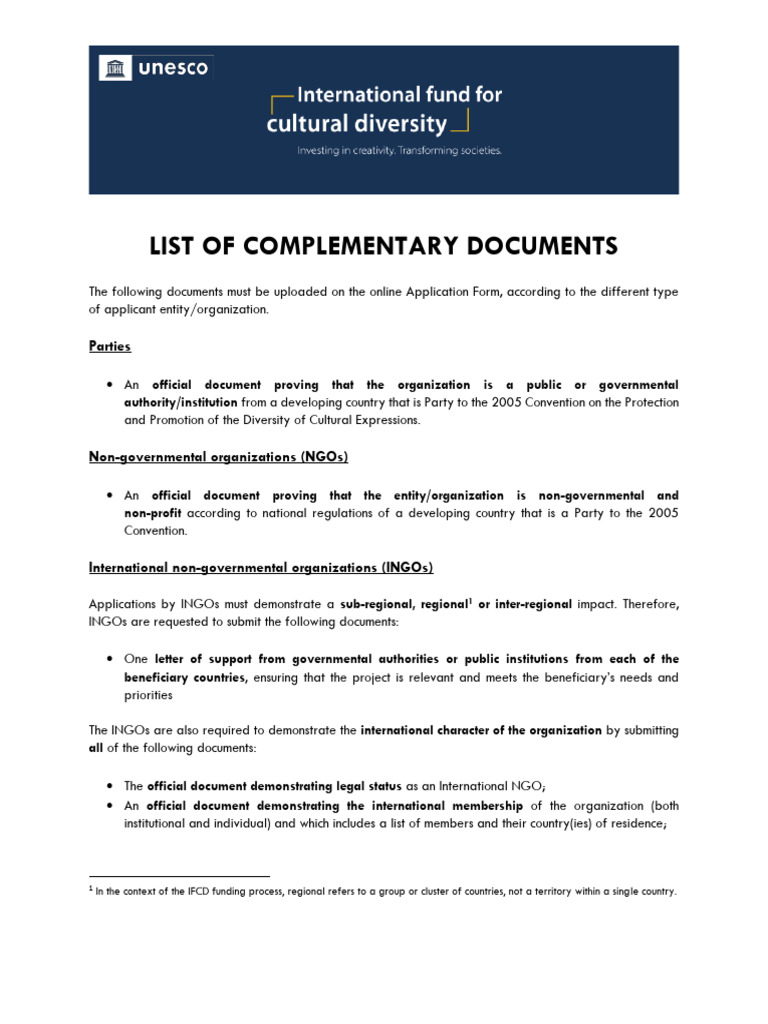 Complementary Documents List 2025 | PDF | Non Governmental Organization ...
