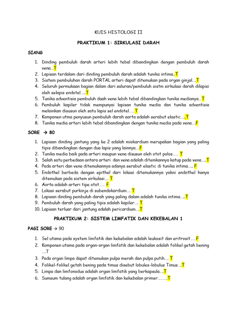 Kuis Histologi 2 Uts | PDF