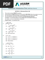 Indefinite Integration Formula Sheet JEE-2 | PDF
