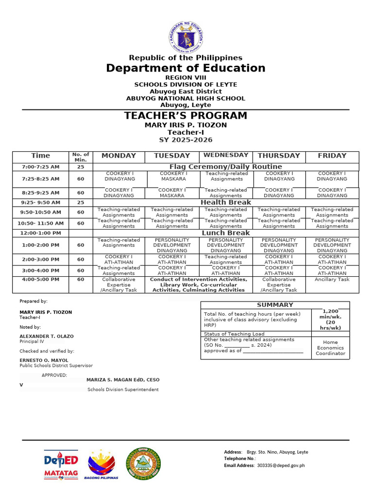 Teachers Program Mary Iris 2025 2026 | PDF