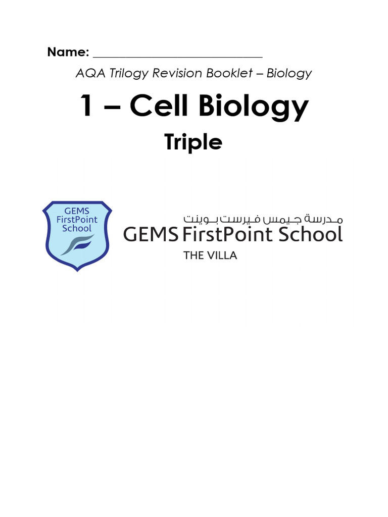 1 - Cell Biology SS-B1-H Revision Pack | PDF | Cell (Biology) | Bacteria