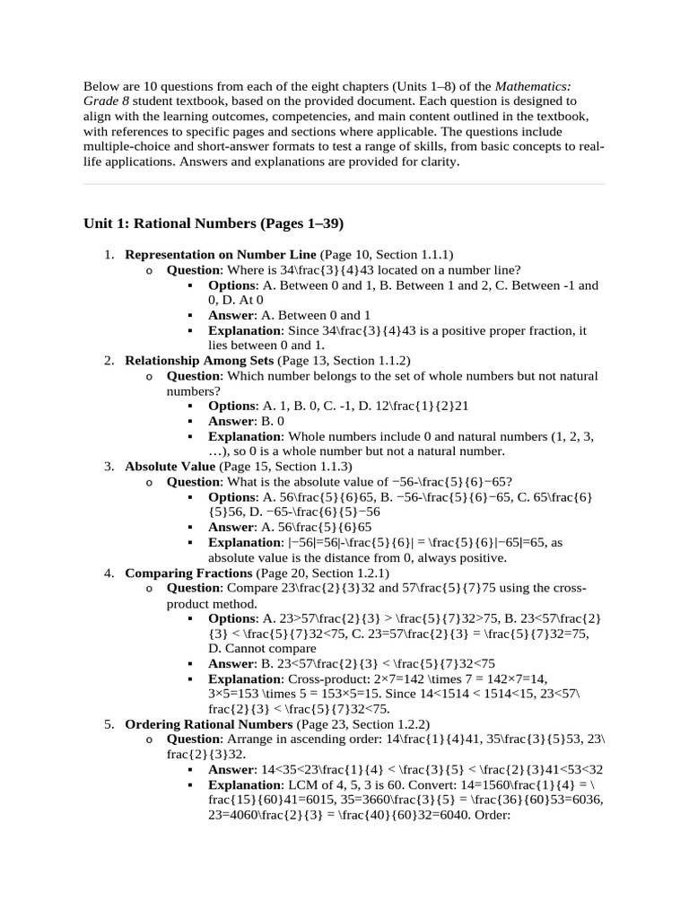 Grade 8 Maths | PDF | Numbers | Mathematics