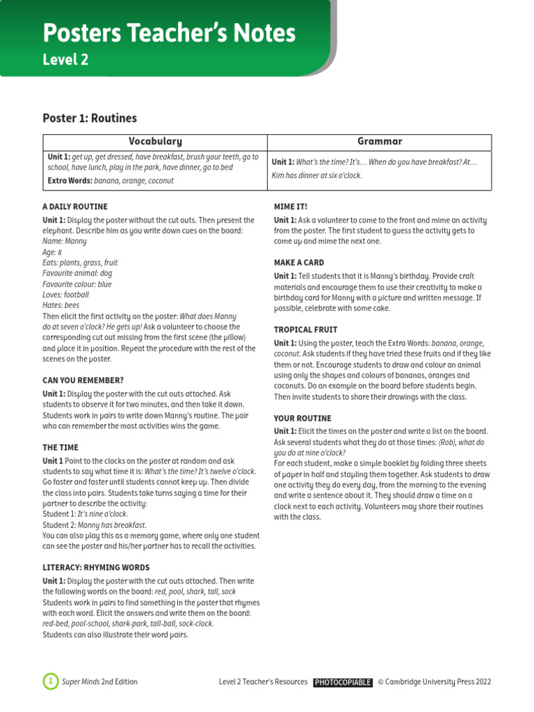 SM2ed Teacher Notes L2 Posters | PDF