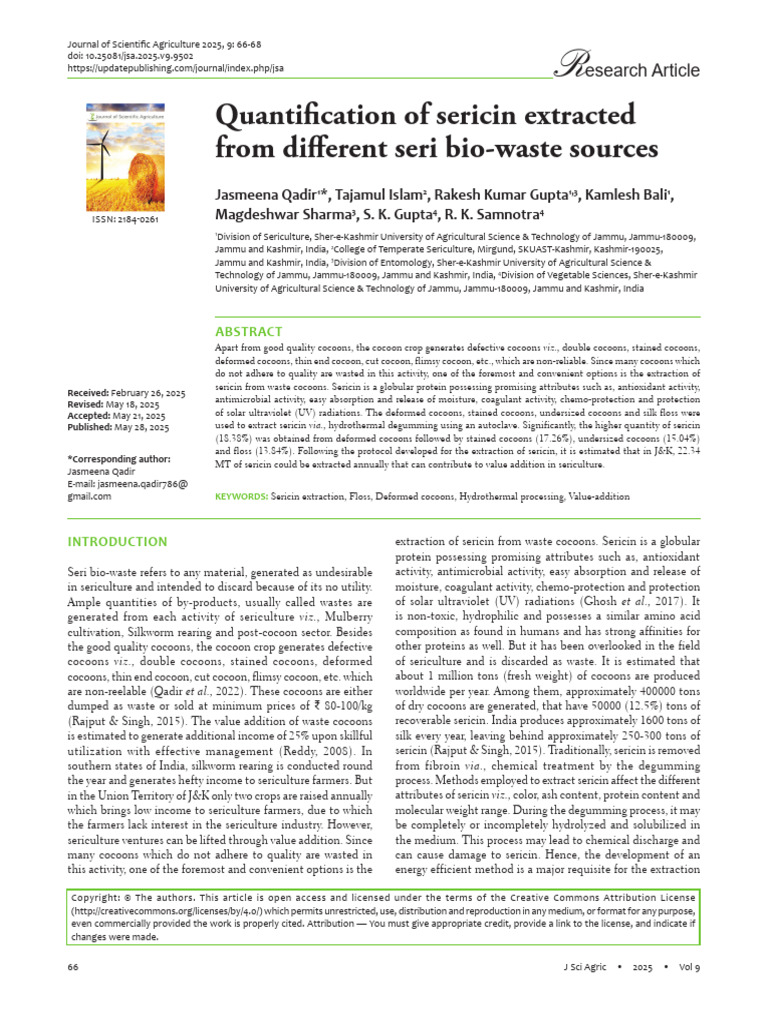Quantification of Sericin Extracted From Different | PDF | Silk | Materials