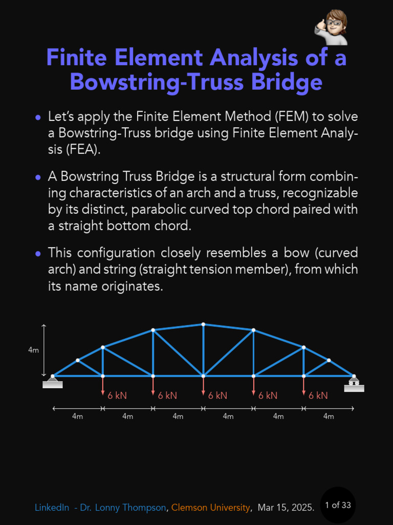 FEA of Bowstring Truss Bridge | PDF | Truss | Structural Engineering