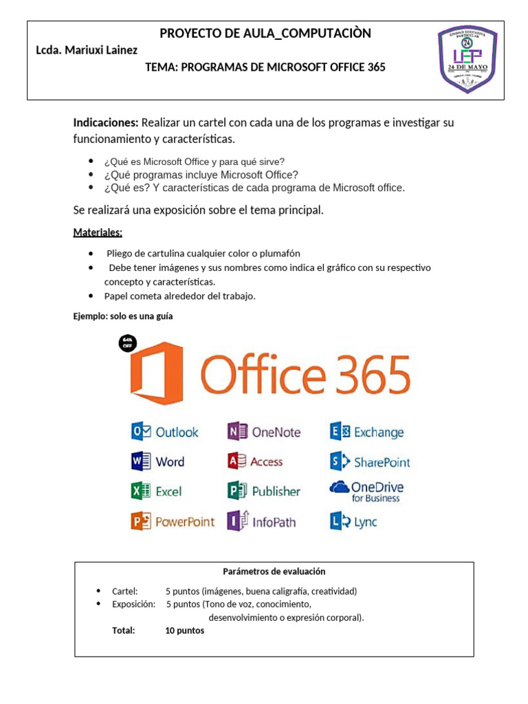 Programas de Microsoft Office 365: Guía Visual | PDF
