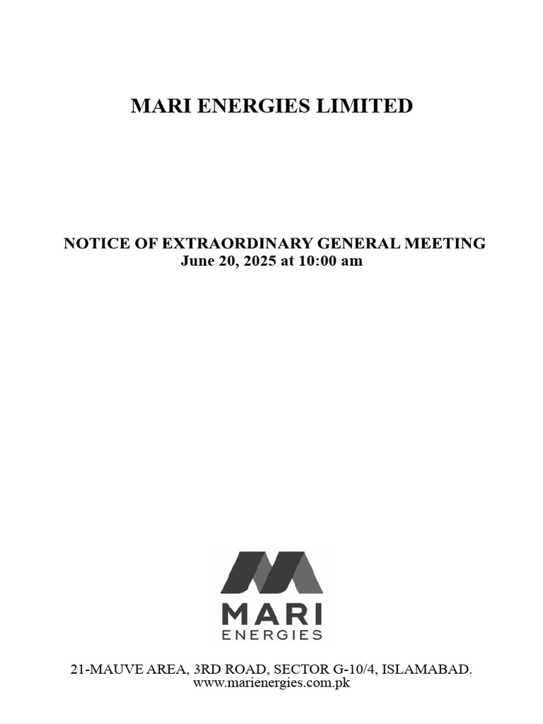 Mari Energies EoGM Notice 2025 | PDF | Loans | Proxy Voting