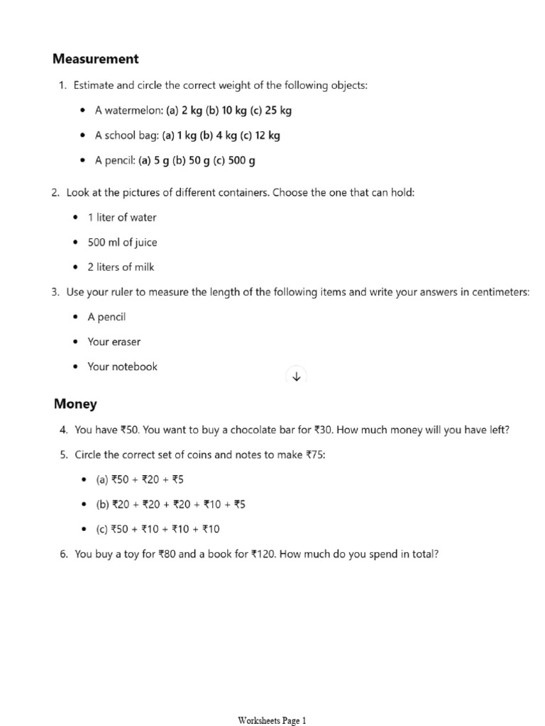 g2 Math Division Money Measurement Rev | PDF