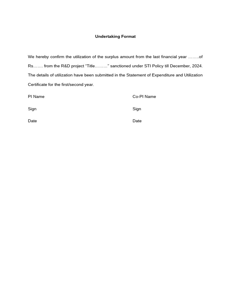 Undertaking Format | PDF