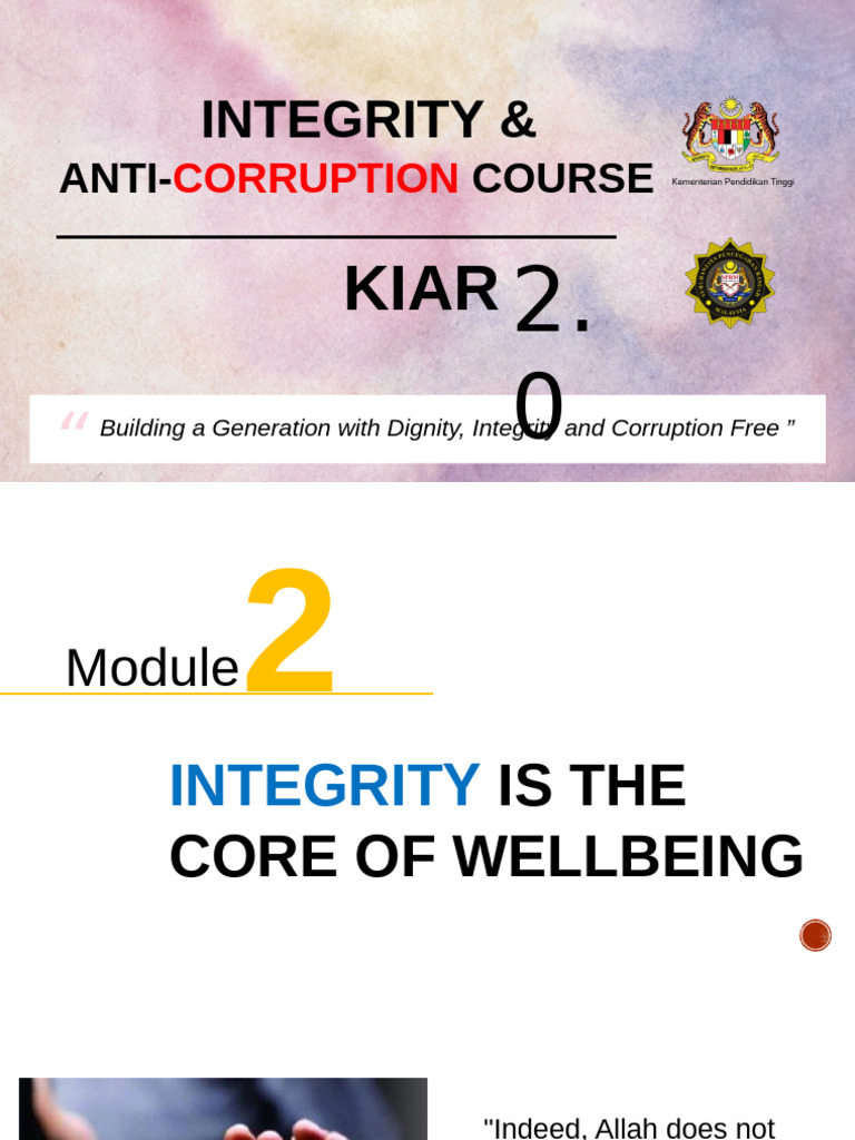 MODUL KIAR 2023 - 2 INTEGRITY IS THE CORE OF WELLBEING (1) (Autosaved ...