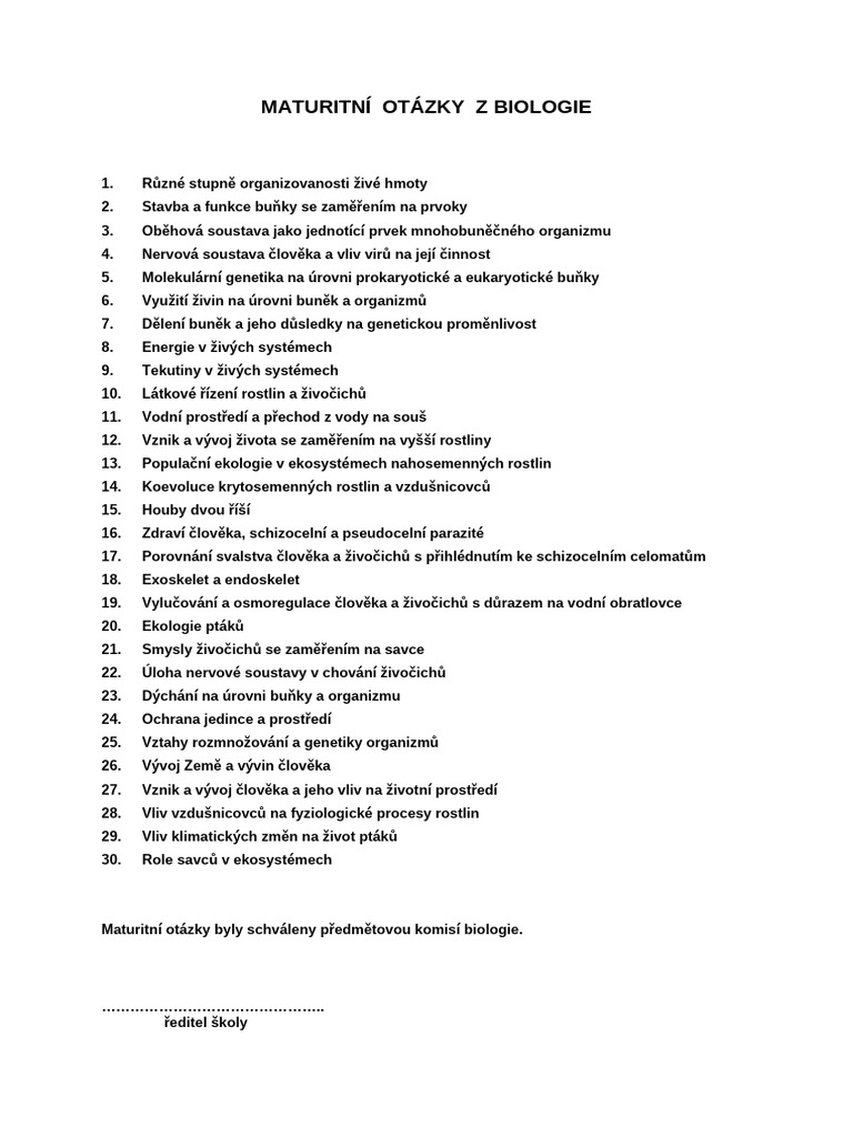 Maturitní Otázky 2023 | PDF