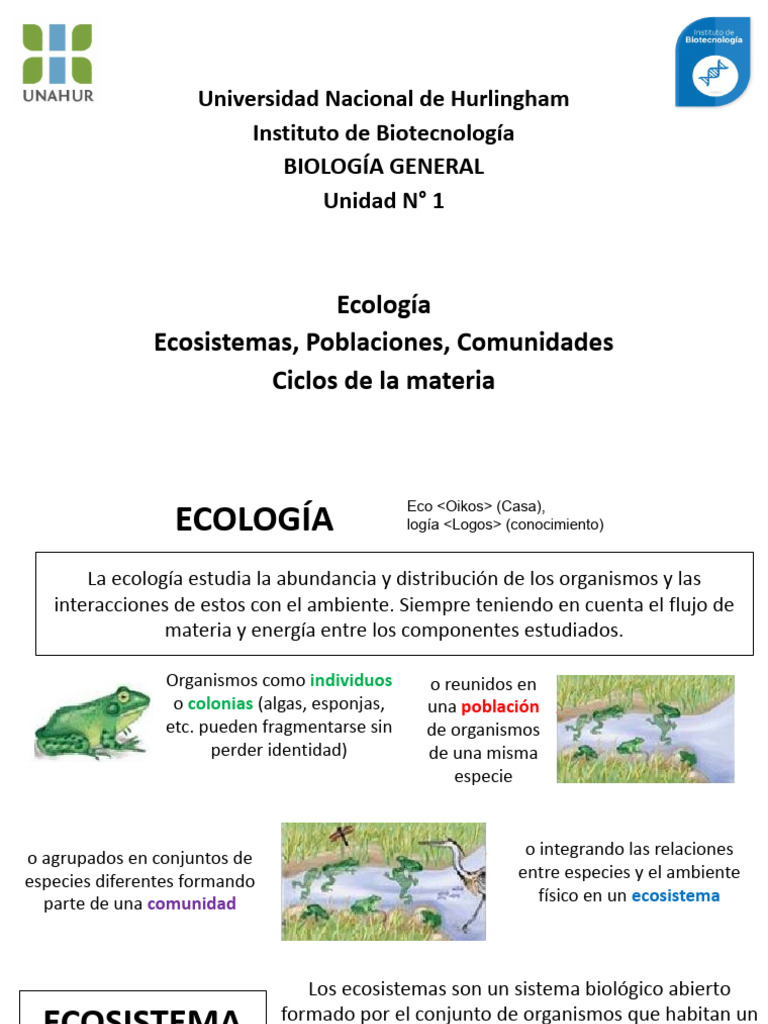 BG 2025 Unidad 1 Ecología | PDF | Red alimentaria | Ecosistema
