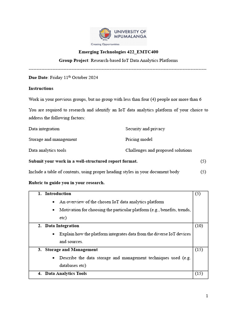 Group Assignment - Research-Based IoT Data Analytics Platforms | PDF ...