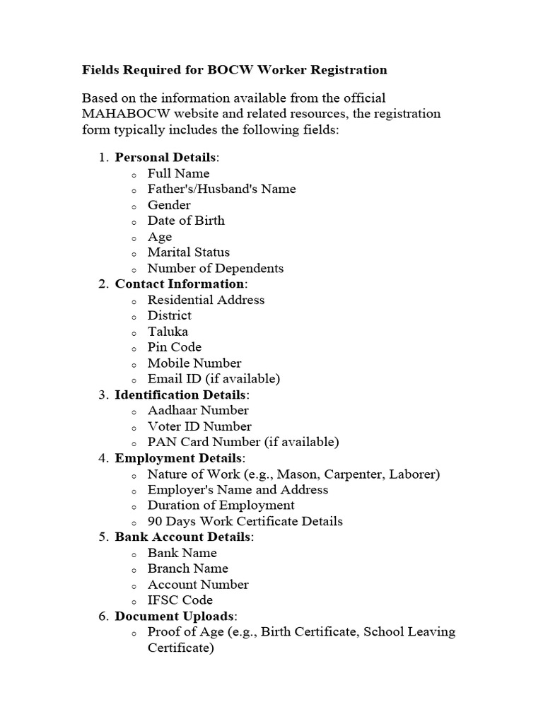 BOCW Worker Registration Requirements | PDF
