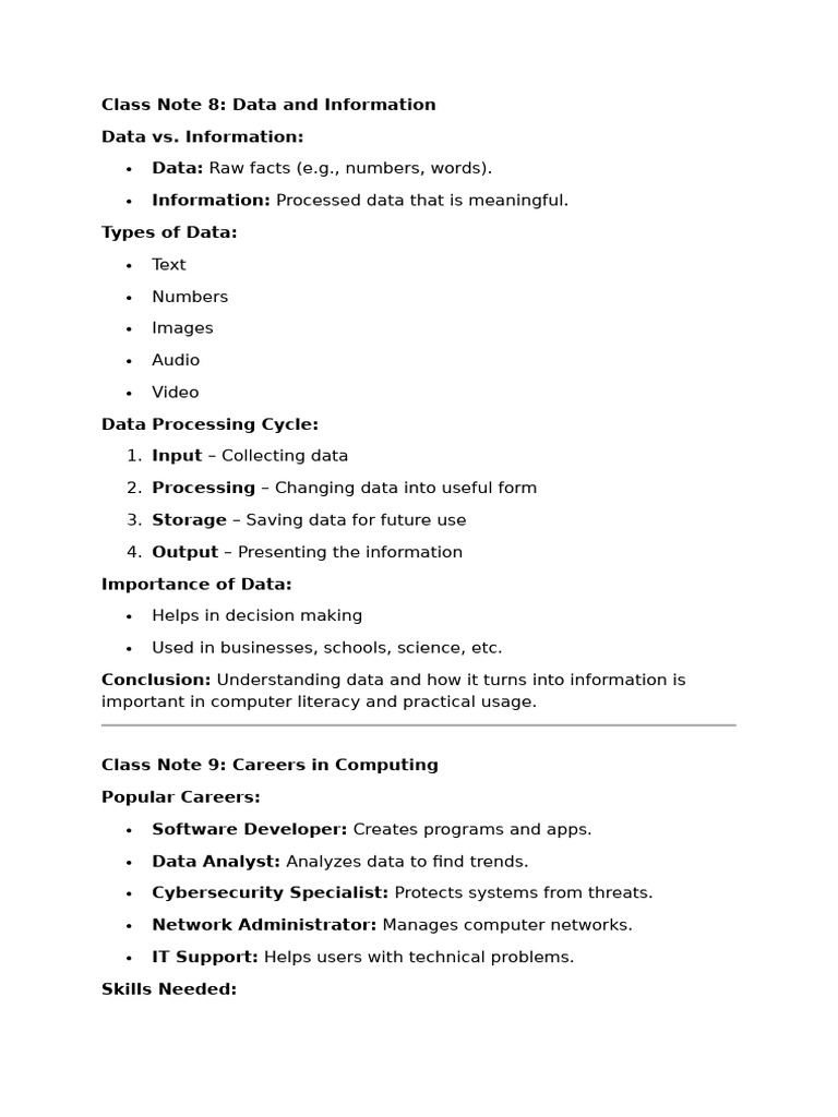 Class Notes 8 and 9. The Finale | PDF