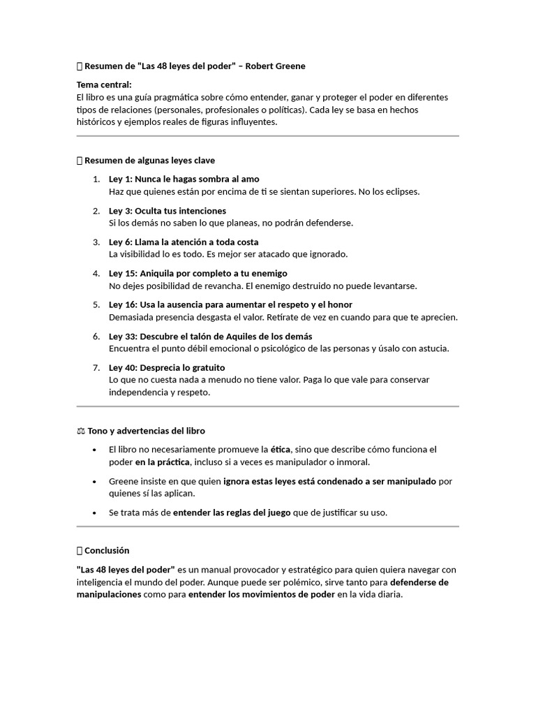 Libro 1 - Poder 48 Leyes | PDF