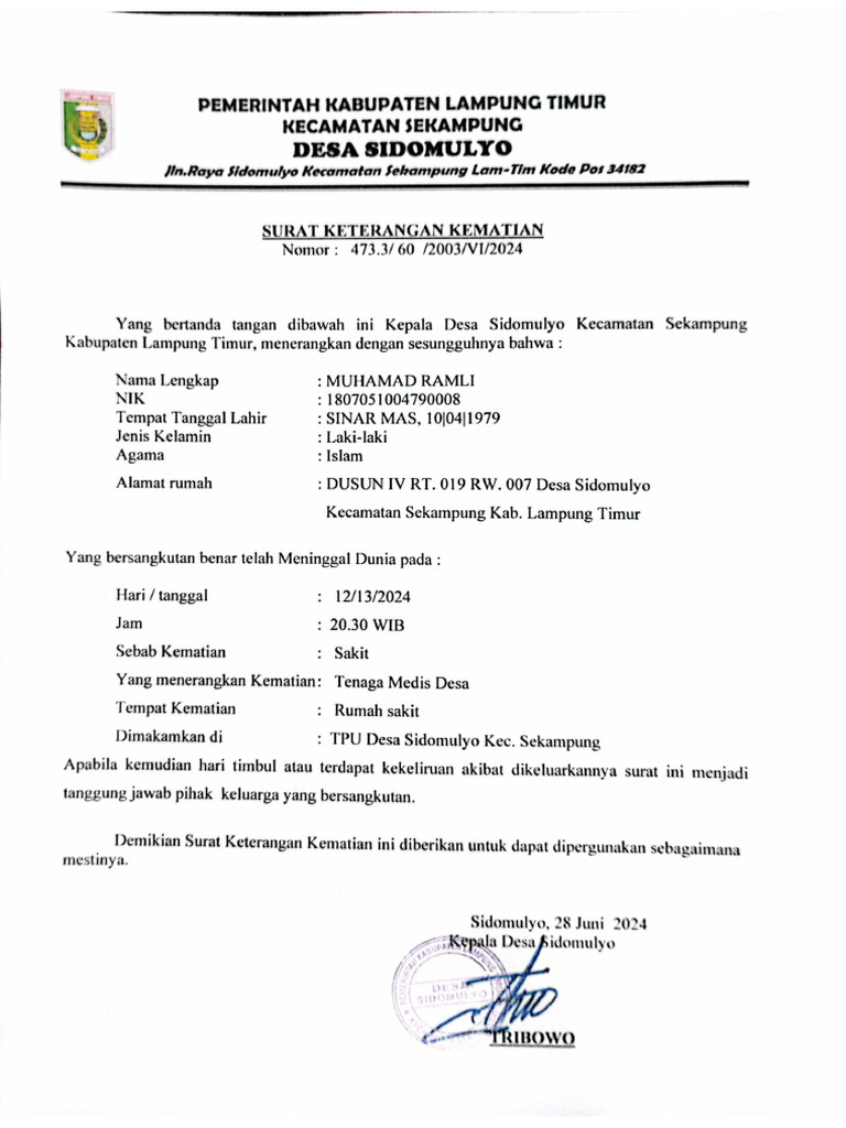 Tps 005 Bukti Kematian | PDF