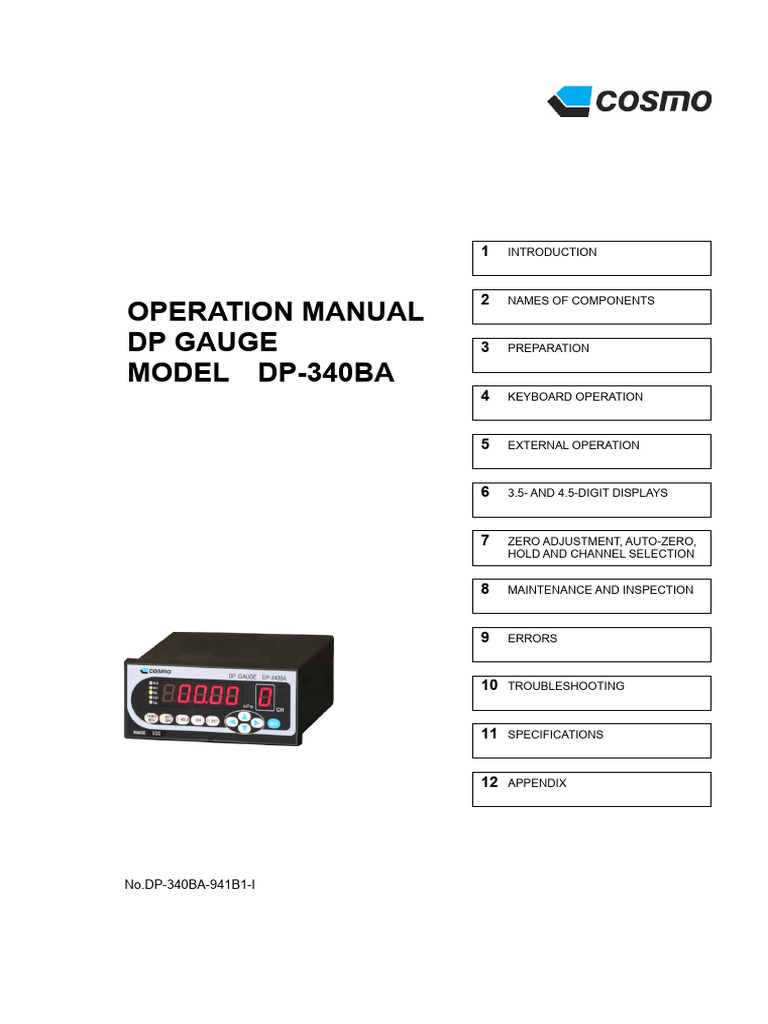 DP-340BA Operation Manual | PDF | Electrical Connector | Pressure ...
