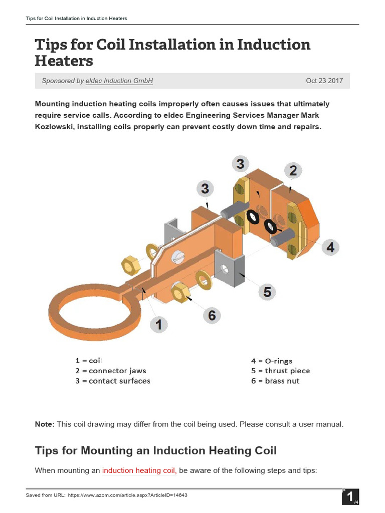 Tips For Coil Installation in Induction Heaters | PDF | Inductor | Nut ...