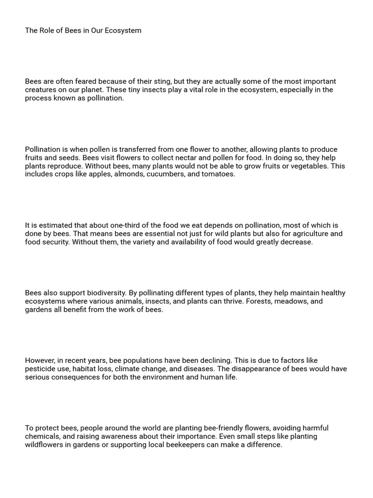 The Role of Bees in Our Ecosystem | PDF