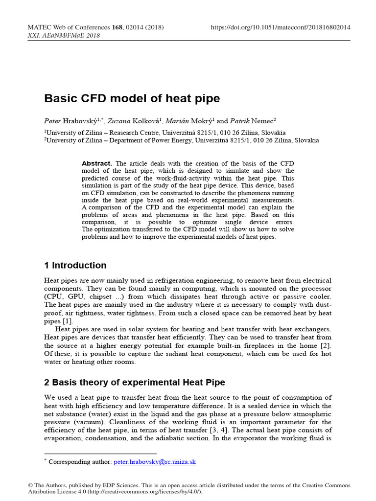 Basic CFD Model of Heat Pipe | PDF | Heat | Heat Transfer