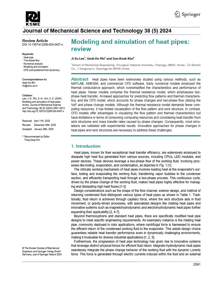 Heat Pipe Modeling and Simulation Review | PDF | Computational Fluid ...