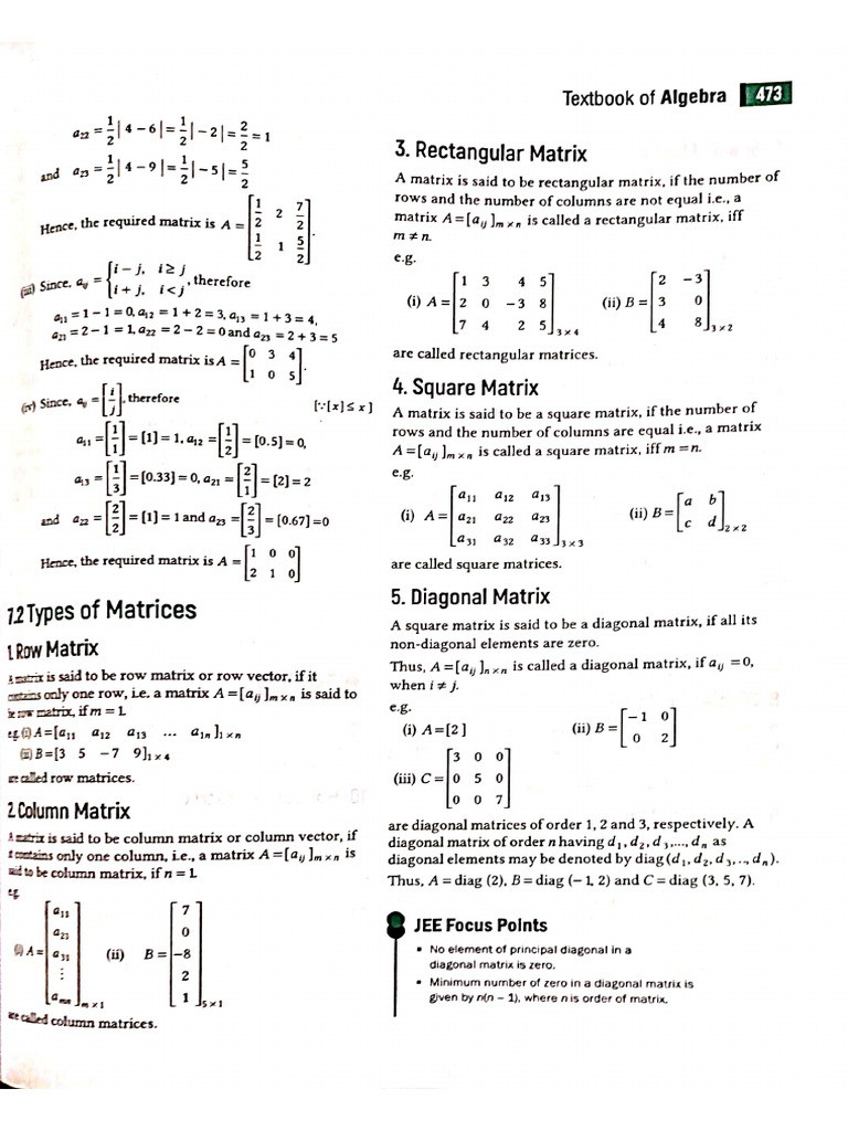 Determinants and Matrix Arihant Skills in Maths | PDF