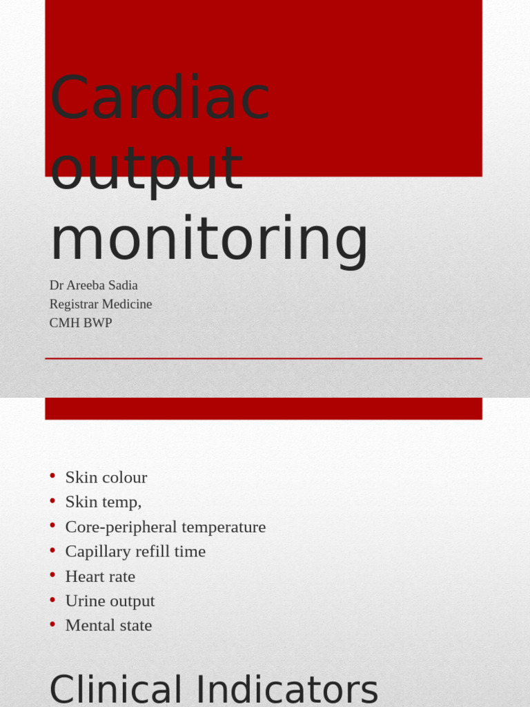 Cardiac Output Monitoring - 024645 | PDF | Heart | Clinical Medicine
