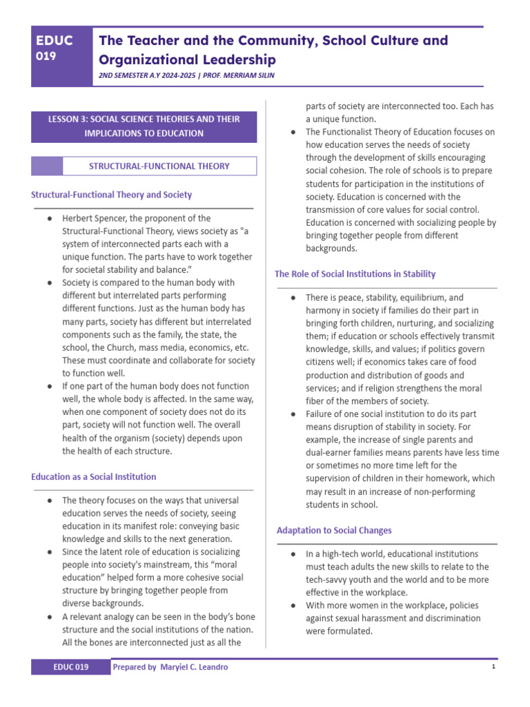 Social Science Theories in Education | PDF | Society | Social Psychology