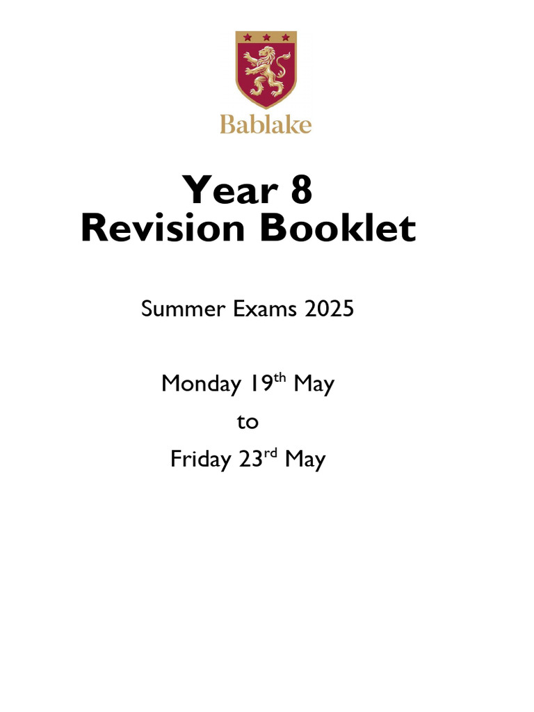Year 8 Summer Revision Booklet 2025 | PDF | House Of Tudor | Reading ...